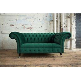 JVmoebel Sofa Grüne Designer Couch 2 Sitzer Chesterfield Samt Stoff Textil