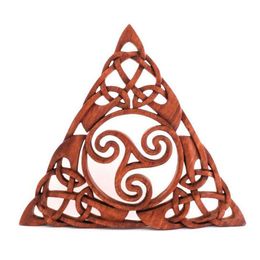 HOPLO Wanddekoobjekt Wandbild Keltische Triskele geschnitztes Ornament Holzbild Wanddeko Ho