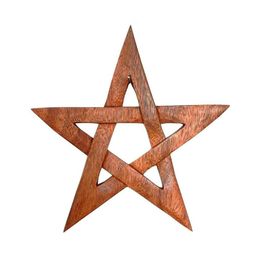 HOPLO Wanddekoobjekt Wandschmuck Pentagramm Holz handgeschnitztes Ornament Holzbild 28 cm D