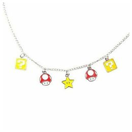 Super Mario Kette mit Anhänger Super Mario Nintendo Mushroom Question Kette Mark and Super Star Halskette Necklace