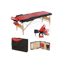 Melko Massageliege Mobile Massageliege Massagebank 2 Zonen Ergonomische inkl. Tasche Kopfstütze Weiß Rot Beige Kosmetikliege Tragbar Holzfüßen Höhenverstellbaren Massagebett (Stück)