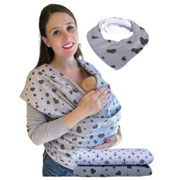 HECKBO Tragetuch Herzen oder Anker inkl. Baby-Lätzchen & Tasche extra groß: 520x60 cm