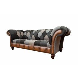 JVmoebel Sofa Bunter Chesterfield 3 Sitzer Couch Polster Textil Couchen