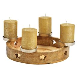 matches21 HOME & HOBBY matches21 HOME & HOBBY Adventskranz Adventskranz Sternen Kerzenhalter Holz Metall silber Ø 36 cm