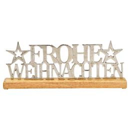 matches21 HOME & HOBBY matches21 HOME & HOBBY Dekofigur Aufsteller Schrift FROHE WEIHNACHTEN Metall Holz silber 36 cm (1 St)
