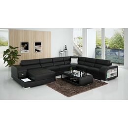JVmoebel Ecksofa Modern Ledersofa Couch Design Ecksofa Eck Garnitur Sofa Licht USB
