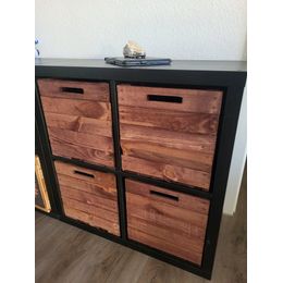 Kistenkolli Altes Land Allzweckkiste 4er set Holzkiste Holzbox Vintage Ocker passend für Ikea Kallax und