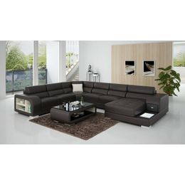 JVmoebel Ecksofa Modern Ledersofa Couch Design Ecksofa Eck Garnitur Sofa Licht USB