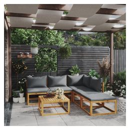 furnicato Garten-Essgruppe 6-tlg. Garten-Lounge-Set mit Auflagen Massivholz Akazie