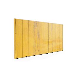 Primedeco Garderobenpaneel Magnetwand und Memoboard aus Glas Alte Gelbe Holzwand