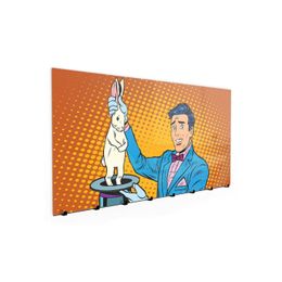 Primedeco Garderobenpaneel Magnetwand und Memoboard aus Glas Zauberer Trick Illustration