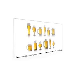 Primedeco Garderobenpaneel Magnetwand und Memoboard aus Glas Sammlung von Biergläser