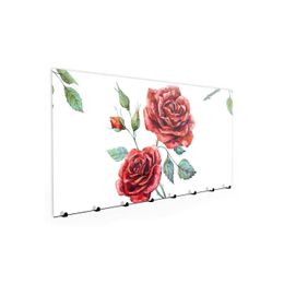 Primedeco Garderobenpaneel Magnetwand und Memoboard aus Glas Schöne Muster Rosen