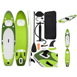 vidaXL Schlauchboot SUP-Board-Set Aufblasbar Grün 360x81x10 cm