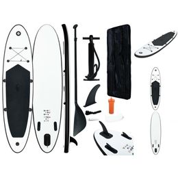 vidaXL Schlauchboot Aufblasbares Stand Up Paddle Board Set Schwarz und Weiß