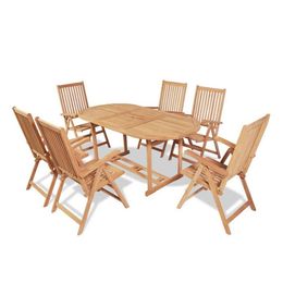 furnicato Garten-Essgruppe 7-tlg. mit Klappstühlen Massivholz Teak