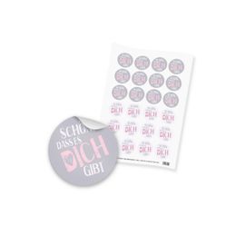 itenga Aufkleber itenga 24x Sticker "Schön dass es dich gibt" (Motiv 109) grau rosa ros