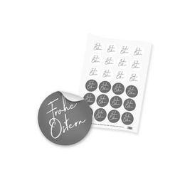 itenga Aufkleber itenga 24x Sticker Frohe Ostern schlicht weiß grau (Motiv 221)