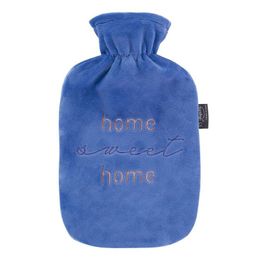 Fashy Wärmflasche Wärmflasche mit Bezug Flauschbezug 2L Blau Home Sweet Home Fashy 67416