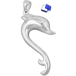 unbespielt Kettenanhänger Kettenanhänger Anhänger großer Delfin glänzend aus 925 Silber 40 x 17 mm inkl. Schmuckbox