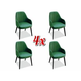JVmoebel Stuhl, Küche Stühle Elegant Esszimmer Stoff Neu Set 4x Sessel Stuhl Design Holz Textil