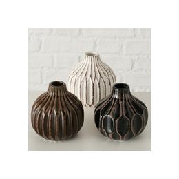 Boltze Dekovase Vase im 3er Set im Shabby Chic Look aus Keramik Blumenvase Schwarz