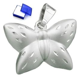 unbespielt Kettenanhänger Kettenanhänger Anhänger Schmetterling matt-glänzend diamantiert 11 x 16 mm 925 Silber inkl. Schmuckbox