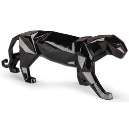 Casa Padrino Dekofigur Casa Padrino Luxus Porzellan Panther Skulptur Schwarz glasiert 50 x 12 x H. 19 cm