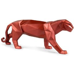 Casa Padrino Dekofigur Casa Padrino Luxus Porzellan Panther Skulptur Rot Metallic 50 x 12 x H. 19 cm