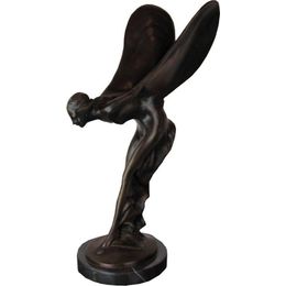 Casa Padrino Dekofigur Anmutende Bronze Figur Skulptur auf Marmorsockel Lady with Wings aus der Luxus Kollektion von Casa Padrino