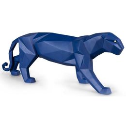 Casa Padrino Dekofigur Casa Padrino Luxus Porzellan Panther Skulptur Matt Blau 50 x 12 x H. 19 cm