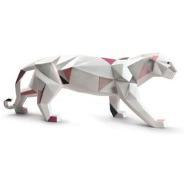 Casa Padrino Dekofigur Casa Padrino Luxus Porzellan Panther Skulptur Weiß / Mehrfarbig 50 x H. 19 cm