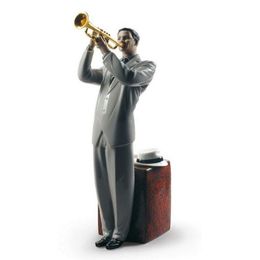 Casa Padrino Dekofigur Casa Padrino Porzellan Skulptur Jazz Trompeter Mehrfarbig 17 x H. 33 cm