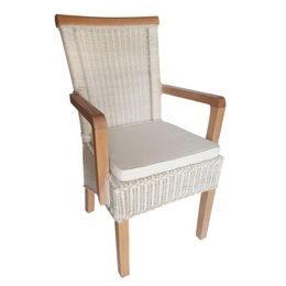 soma Sessel Soma Esszimmer-Stühle-Set mit Armlehnen 2 Stück Rattanstuhl weiß Perth