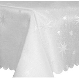 Haus und Deko Tischdecke Tischdecke 130x160 cm Lurex Sterne Weihnachten Tischwäsche glänzend (1-tlg)