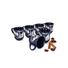 MamboCat Tasse 6er Set Glühweinbecher in dunkelblau Weihnachtslandschaft 0