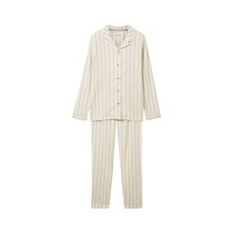 Tom Tailor Damen Gestreifter Pyjama, beige, Streifenmuster, Gr. XXL/44