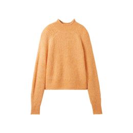 Tom Tailor Denim Damen Strickpullover mit Stehkragen, orange, Uni, Gr. L