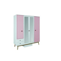 JVmoebel Kinderkleiderschrank Kleiderschrank Kinderzimmer Mehrzweck Holz 4 türiger Rosa Schrank (1-St.