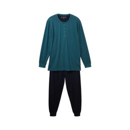 Tom Tailor Herren Gemustertes Pyjama, grün, Muster, Gr. 50