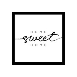 Levandeo® Glasbild, Wandbild 30x30cm Glasbild Home Sweet Home Schwarz Weiß Wanddeko