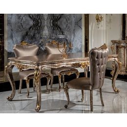 Casa Padrino Esszimmer-Set Luxus Barock Esszimmer Set Silber / Antik Silber / Braun / Gold