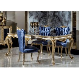 Casa Padrino Esszimmer-Set Luxus Barock Esszimmer Set Blau / Silber / Gold