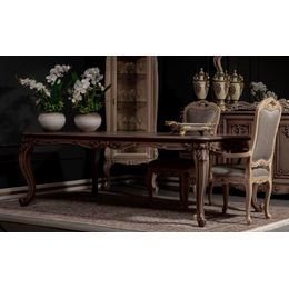 Casa Padrino Esszimmer-Set Luxus Barock Esszimmer Set Braun / Grau / Naturfarben