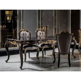 Casa Padrino Esszimmer-Set Luxus Barock Esszimmer Set Silber / Schwarz / Gold