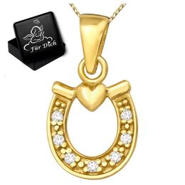 Limana Kette mit Anhänger Kinder Mädchen Damen 925 Sterling Silber Gold Pferde Hufeisen Herz (inkl. Geschenkdose)