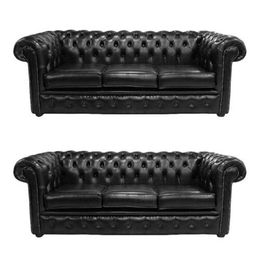 JVmoebel 3-Sitzer Chesterfield Design Luxus Polster Sofa 3+3 Sitz 100% Leder Sofort