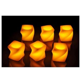 Haushalt-International Haushalt International LED-Kerze 55046 6er Echtwachs-Kerzen-Set weiß eckig-gedreht