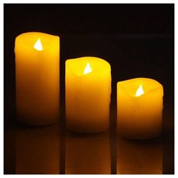 Haushalt-International Haushalt International LED-Kerze 55026 3er Set flammenlose LED Echtwachs-Kerzen