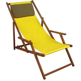 ERST-HOLZ Gartenliege Liegestuhl gelb klappbar mit Kissen